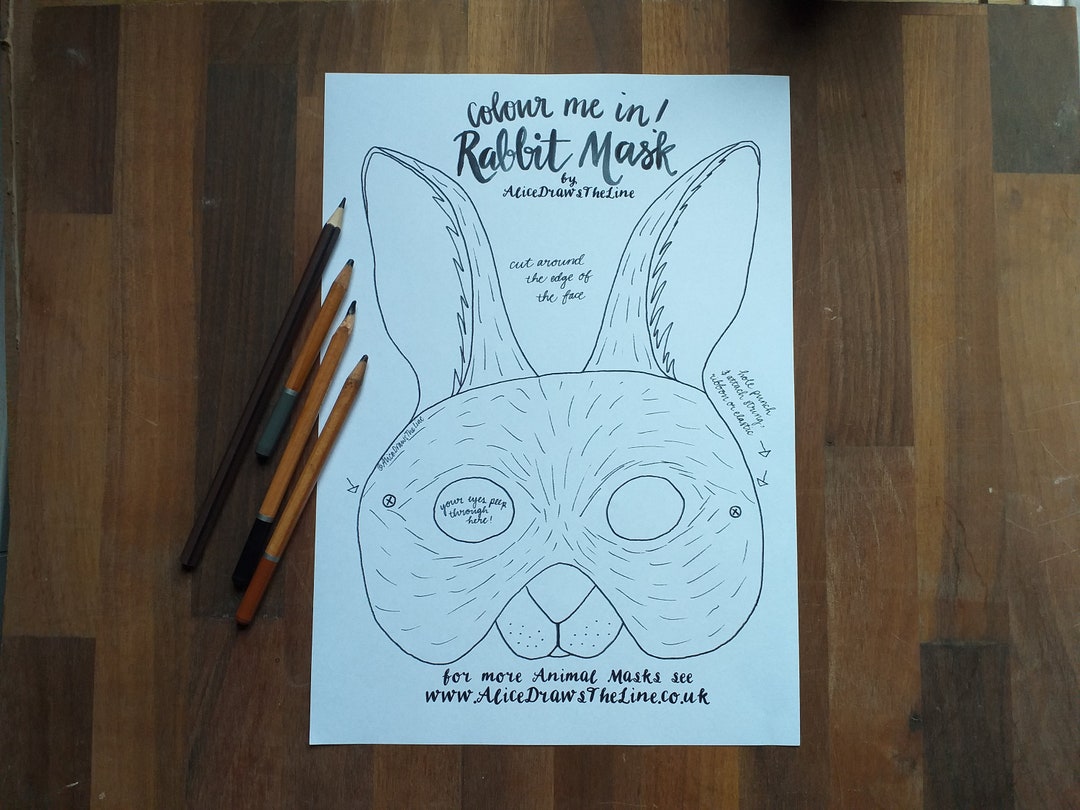 Printable Colour in Easter Bunny Mask by Alice Draws the Line -a Rabbit ...