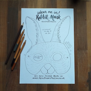 Printable Colour in Easter Bunny Mask by Alice Draws the Line -a Rabbit ...