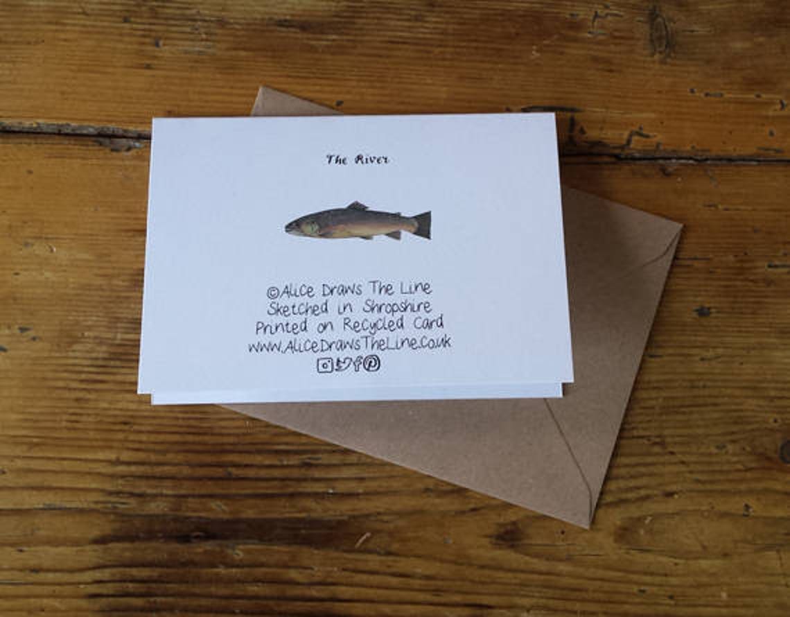 The River Greeting Card by Alice Draws the Line Featuring a | Etsy