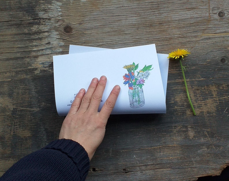 2 Printable Posy Cards by Alice Draws the Line -print Onto A4 Card, Cut ...