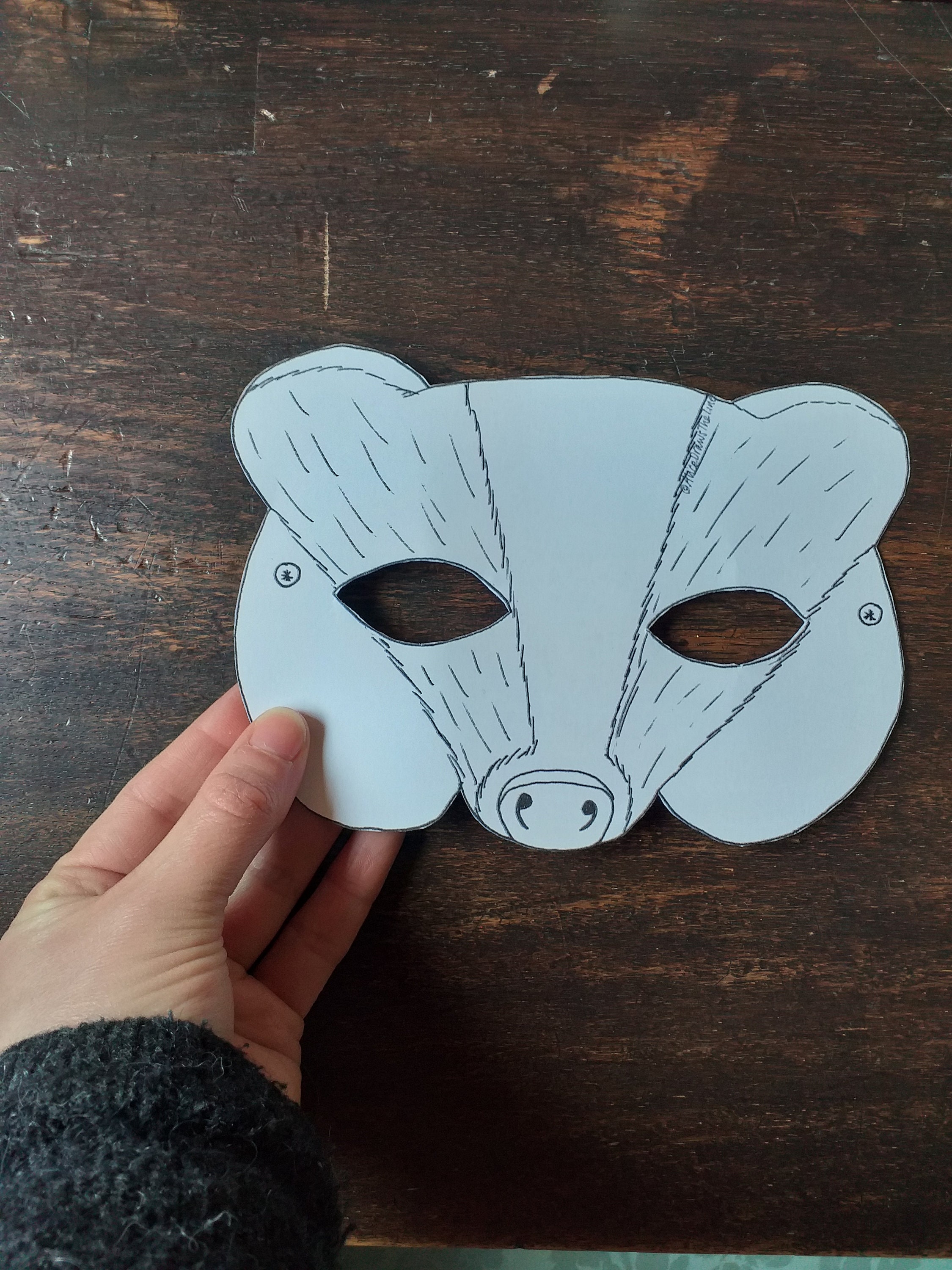 Colour in Badger Mask by Alice Draws the Line a Woodland | Etsy