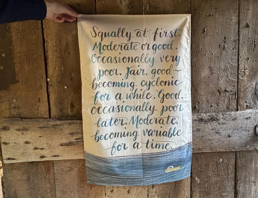 Shipping Forecast Inspired Tea Towel by Alice Draws the Line, Hand ...