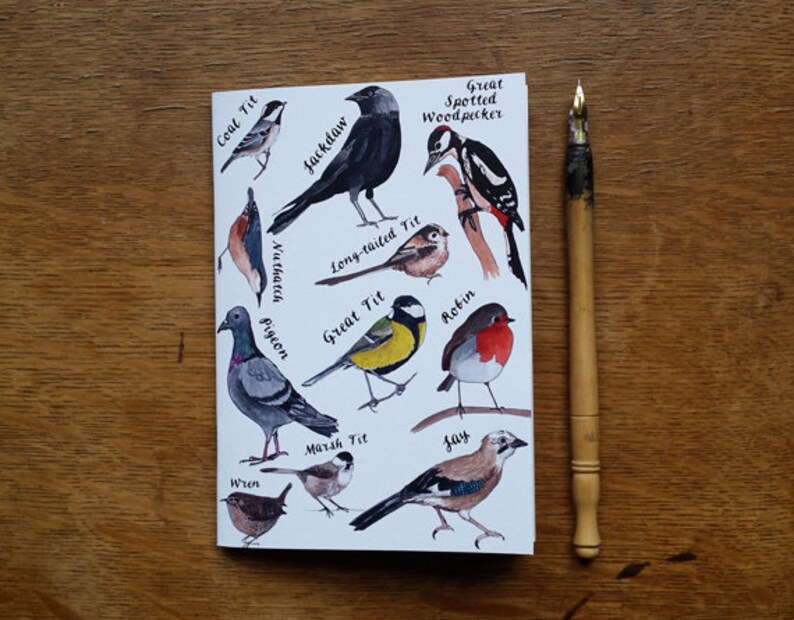 A6 Bird Notebook With Printed Pen and Ink Illustrations by - Etsy
