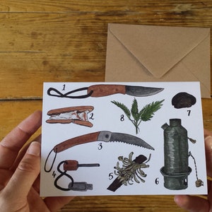 Bushcraft Greeting Card by Alice Draws the Line Featuring Illustrations ...