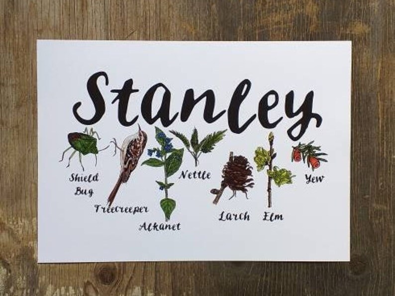 Personalised woodland name print A4 by Alice Draws The | Etsy