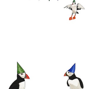 Printable Puffin A4 Puffin Paper With Rainbow Bunting- Ideal for Letter ...