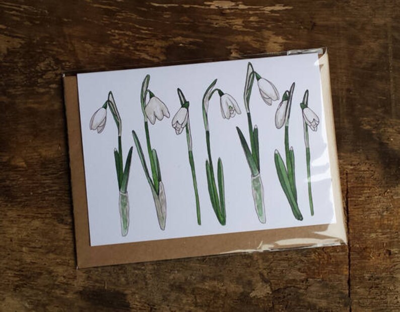 Snowdrop Card by Alice Draws the Line Featuring Botanical - Etsy