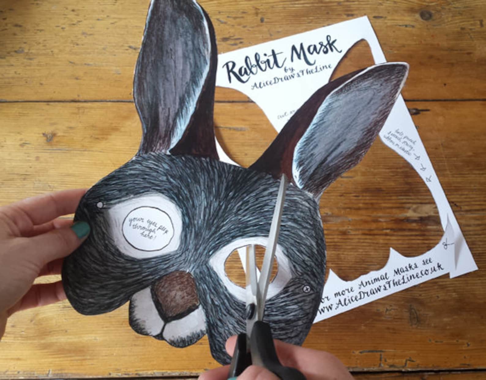 Printable Easter Bunny Mask by Alice Draws the Line an | Etsy