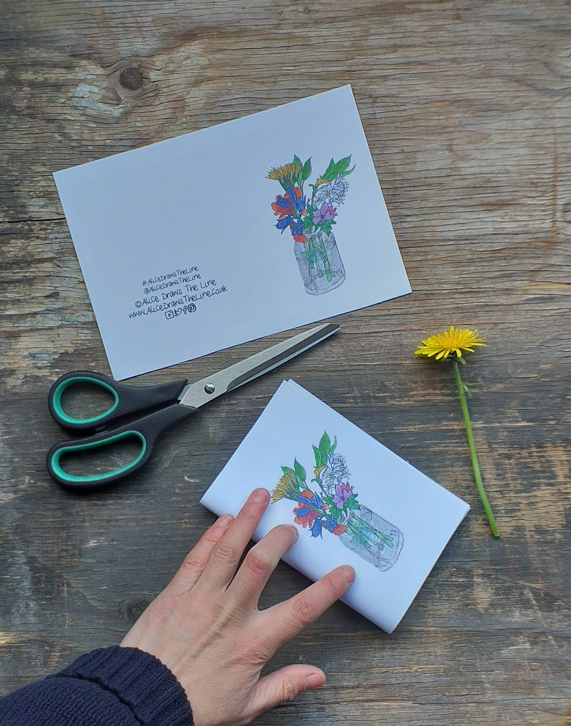 2 Printable Posy Cards by Alice Draws the Line -print Onto A4 Card, Cut ...