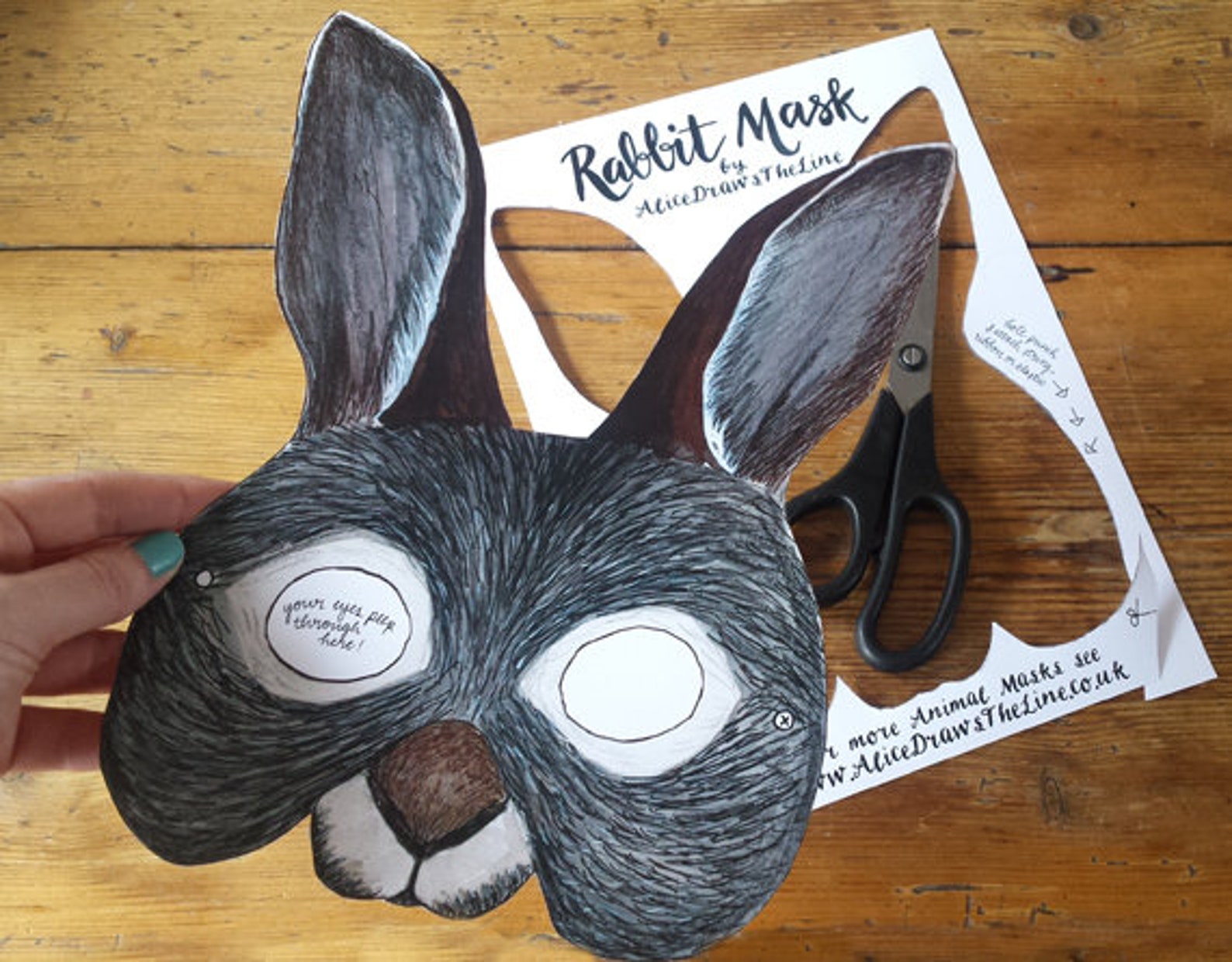 Printable Easter Bunny Mask by Alice Draws the Line an - Etsy