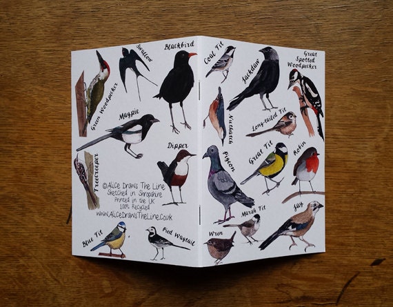A6 Bird Notebook With Printed Pen and Ink Illustrations by - Etsy UK