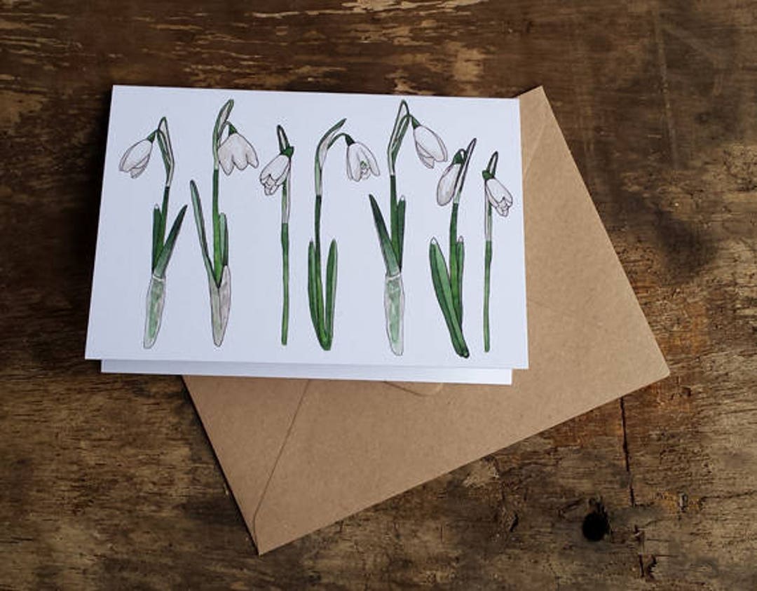 Snowdrop Card by Alice Draws the Line Featuring Botanical - Etsy