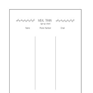 Meal Train, Meal Train Printable, Printable Meal Train, Meal Train Sign ...