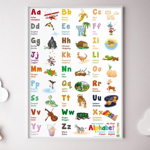 FRENCH Alphabet Poster With Animals From A to Z BIG POSTER - Etsy Canada