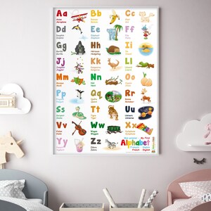A to Z Bilingual ALPHABET POSTER French English HOMESCHOOL School ...