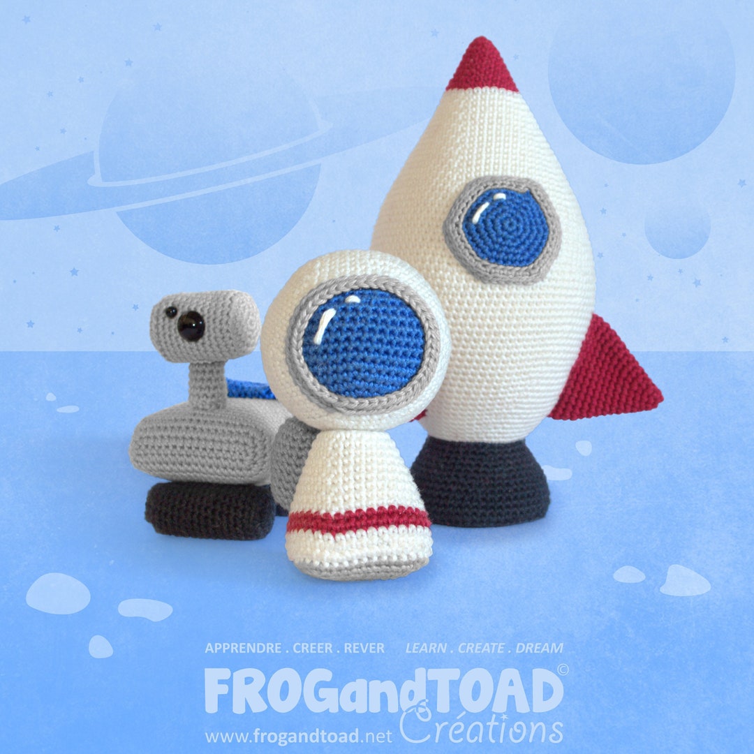 Chibi Space Travel Amigurumi ASTRONAUT ROCKET ROVER Crew Space Craft ...