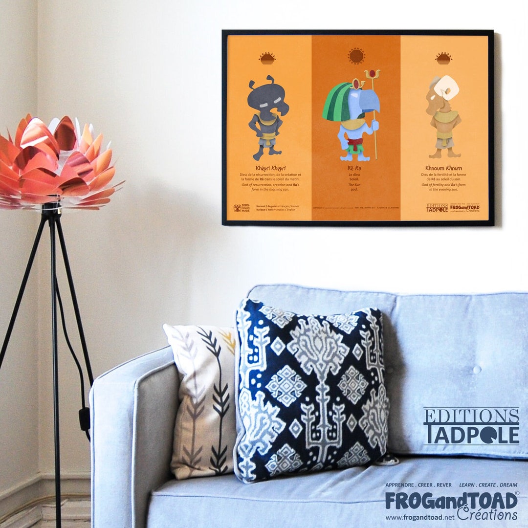 Printable EGYPTIAN MYTHOLOGY Ra Khepri Khnum Poster Bilingual French ...