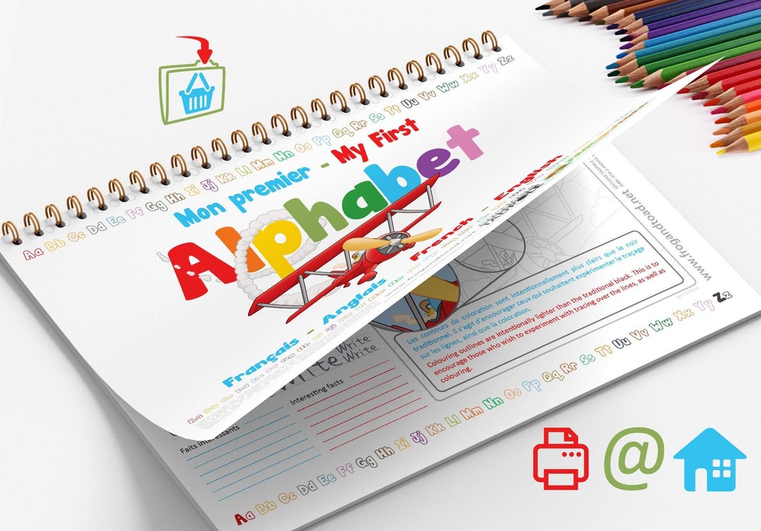 ALPHABET COLOURING Book Printable Bilingual A Z ABC French English ...