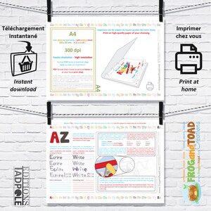 ALPHABET COLOURING Book Printable Bilingual A Z ABC French English ...