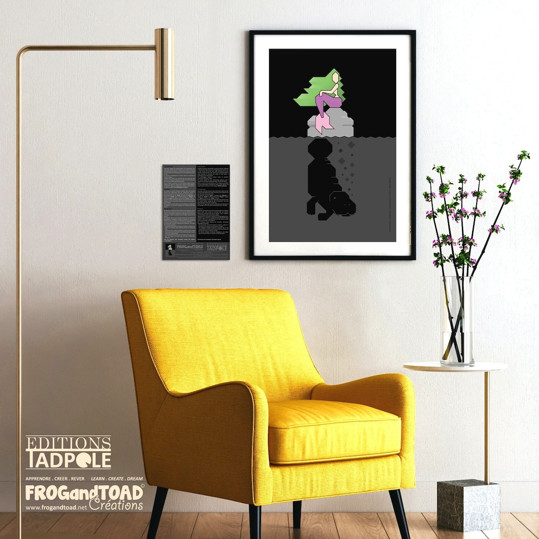 Printable MERMAID MANATEE DUGONG Art Minimalist Deco Fantasy Cryptid ...
