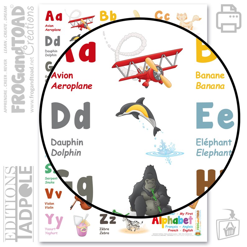 A1 Printable ALPHABET POSTER A Z Bilingual French English - Etsy