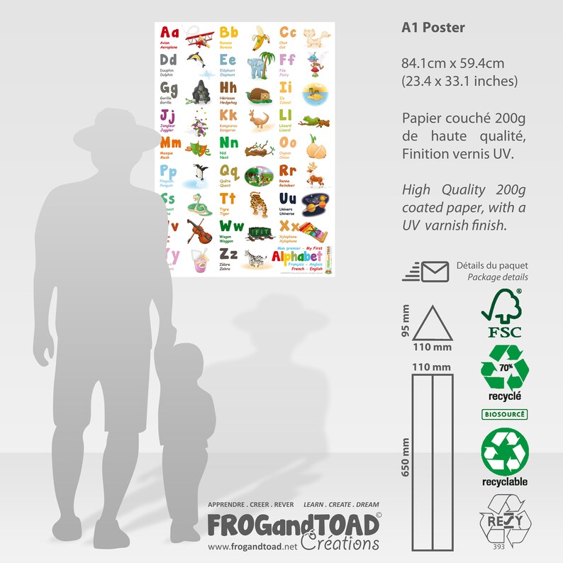 Abécédaire Affiche ALPHABET POSTER Bilingue Français Anglais - Etsy Canada