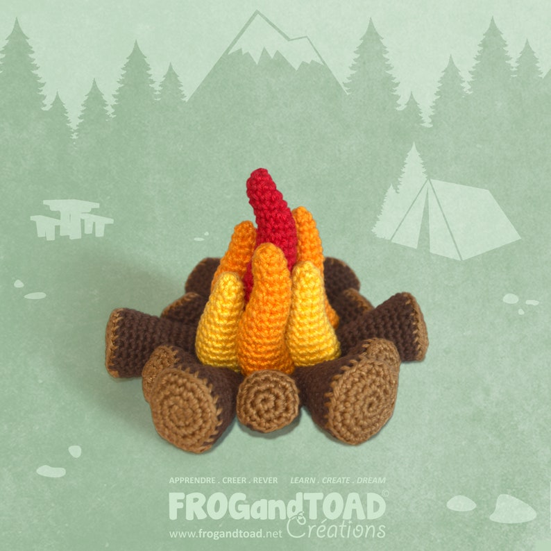 AMIGURUMI CAMPFIRE CROCHET Pattern Tuto Forest Camping Camp Campsite ...