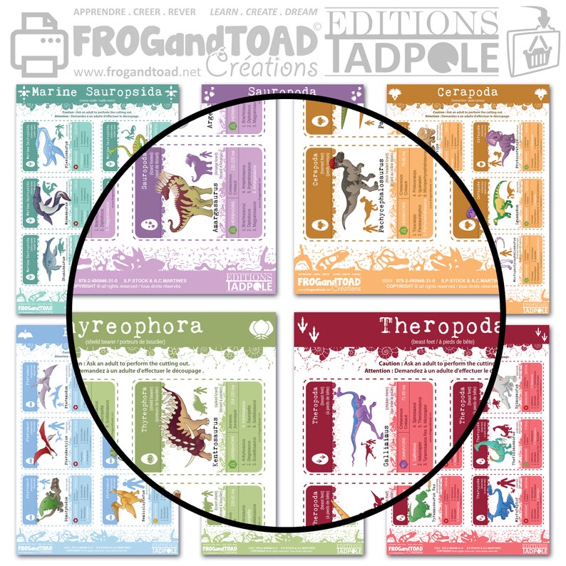 Printable Diy Dino Card Game DINOSAURS Mesozoic Creatures French ...
