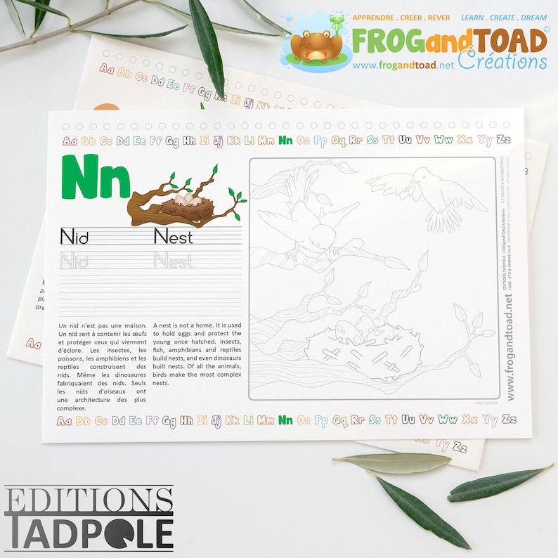 ALPHABET COLOURING Book Printable Bilingual A Z ABC French English ...
