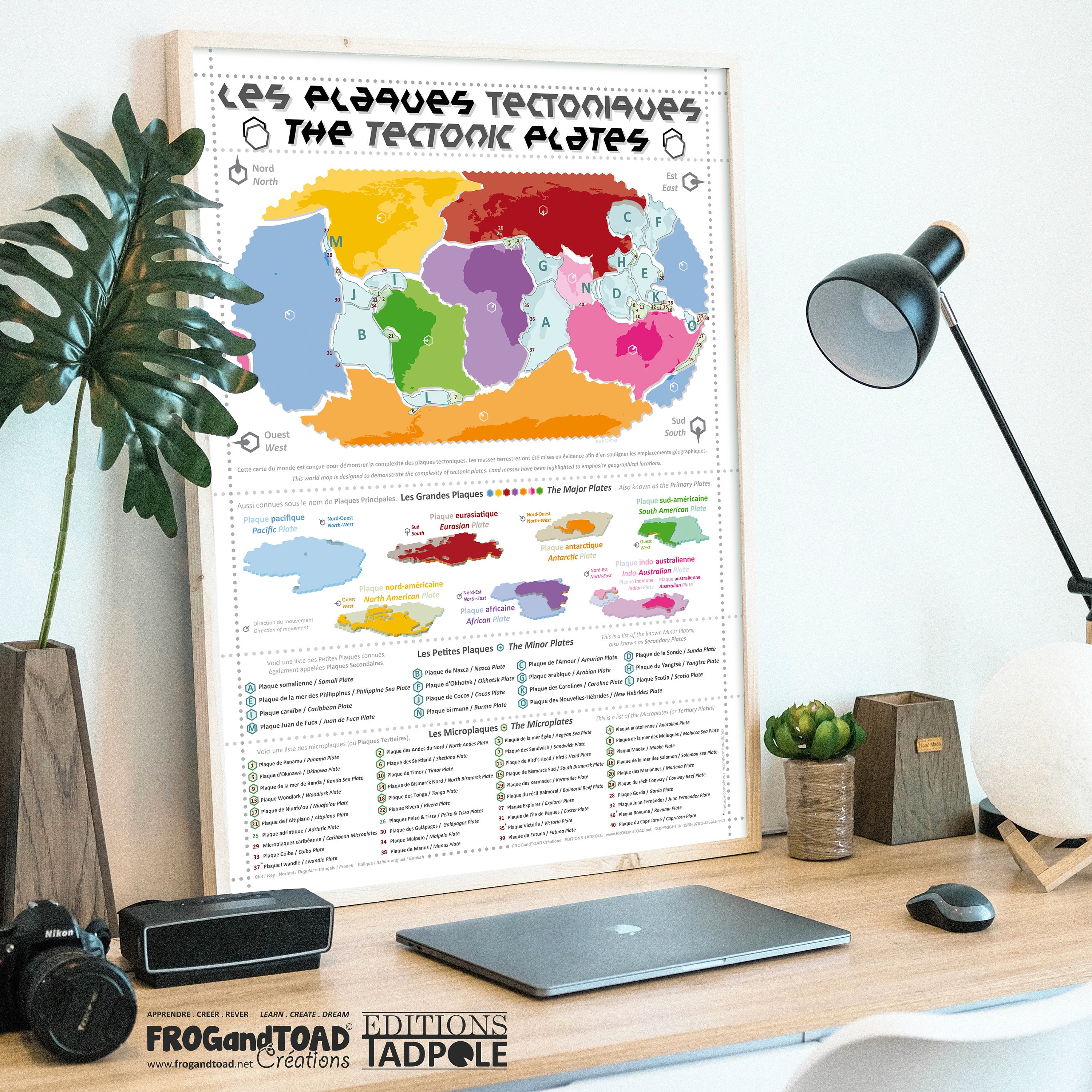Printable the TECTONIC PLATES Map Poster Bilingual French - Etsy Canada