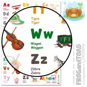 A to Z Bilingual ALPHABET POSTER French English HOMESCHOOL School ...