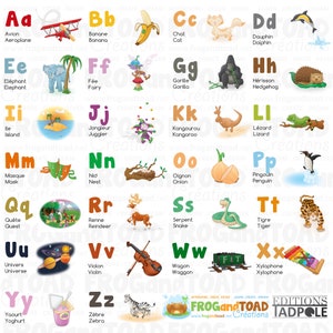 ALPHABET COLOURING Book Printable Bilingual A Z ABC French English ...