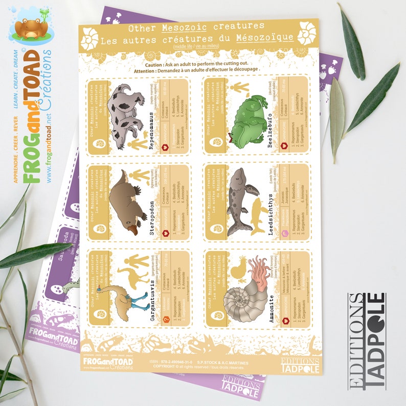 Printable Diy Dino Card Game DINOSAURS Mesozoic Creatures French ...