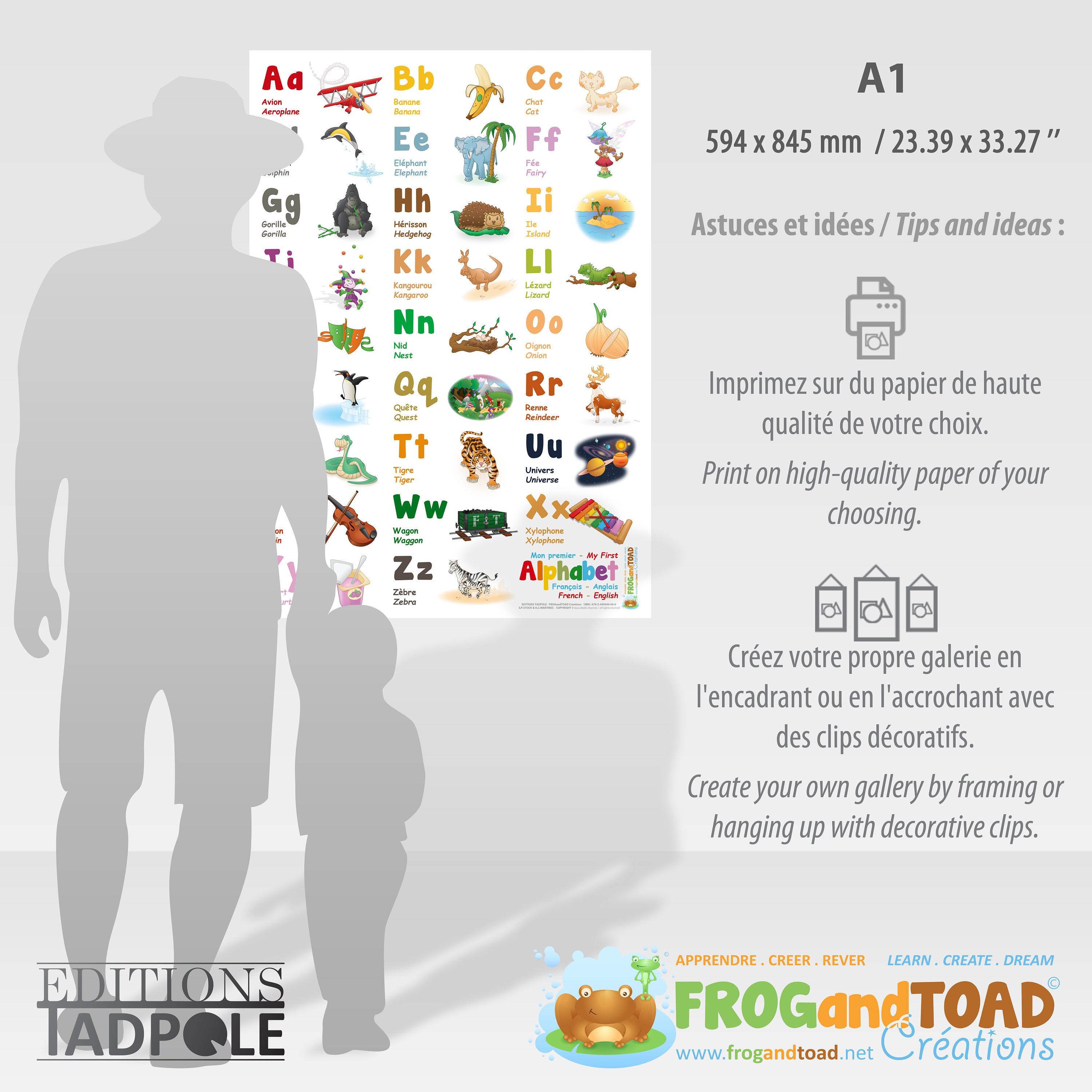 A1 Printable - ALPHABET POSTER A Z Bilingual French English HOMESCHOOL ...