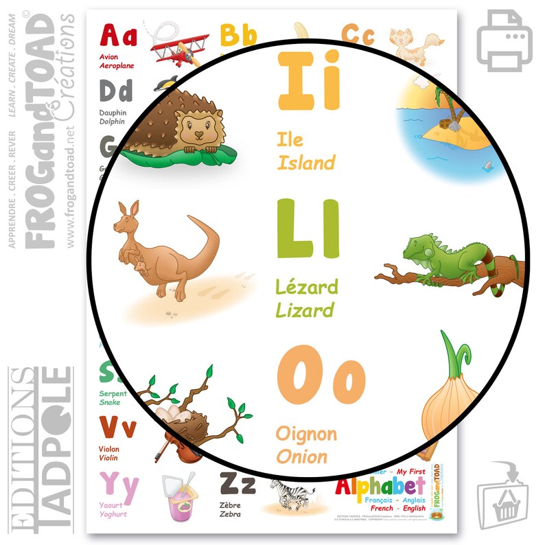 A1 Printable ALPHABET POSTER A Z Bilingual French English - Etsy
