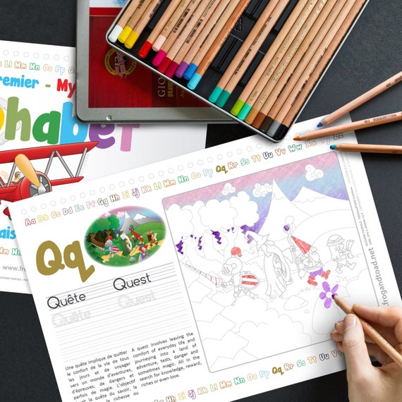 ALPHABET COLOURING Book Printable Bilingual A to Z ABC French | Etsy