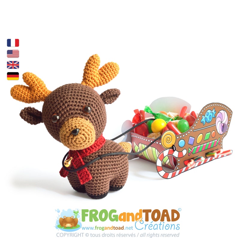 AMIGURUMI CROCHET Reindeer & Sleigh Rudolph Pdf Pattern | Etsy
