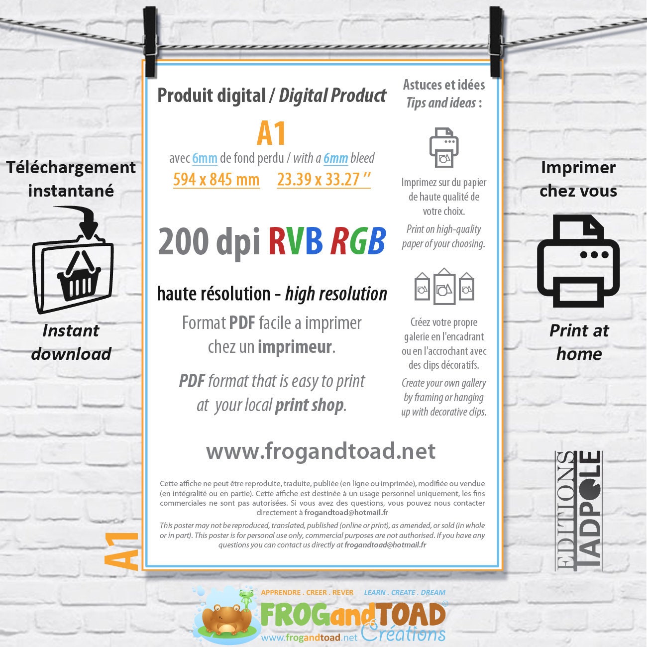 A1 Printable ALPHABET POSTER A Z Bilingual French English - Etsy