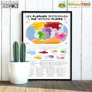Printable the TECTONIC PLATES Map Poster Bilingual French English Back ...
