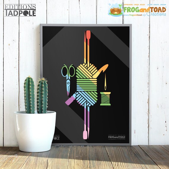 Printable NEEDLE CRAFT ART Print Crochet Knit Knitting Knitter - Etsy
