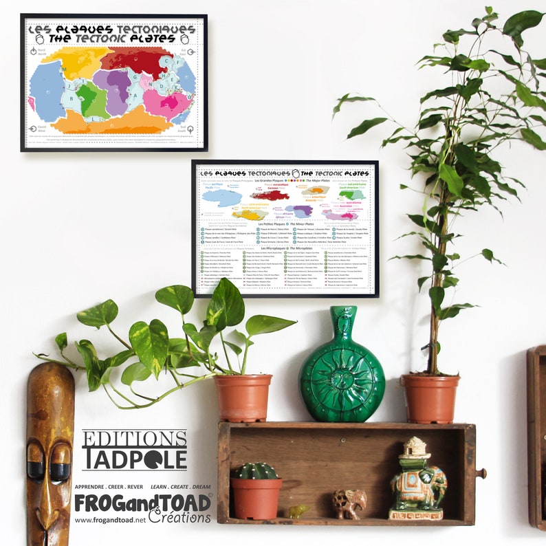 Printable the TECTONIC PLATES Map Poster Bilingual French - Etsy