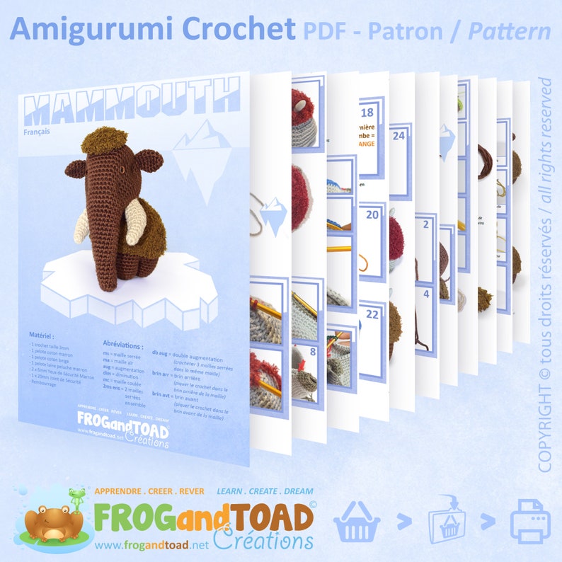 AMIGURUMI WOOLLY MAMMOTH Ice Age Crochet Mastodon Pattern Extinct ...