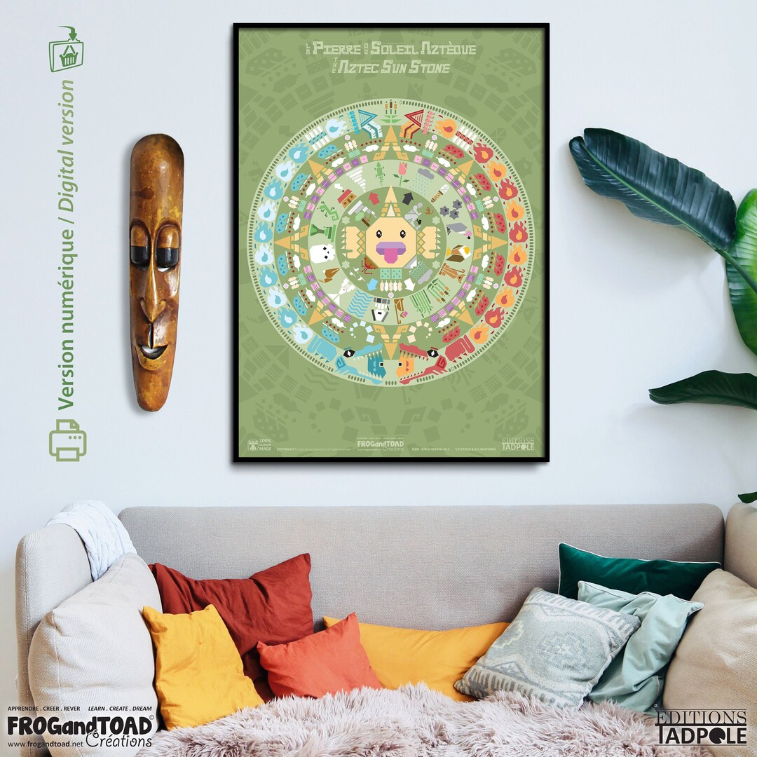 A1 Printable - AZTEC SUN STONE Mythology Mexica Bilingual Homeschool ...