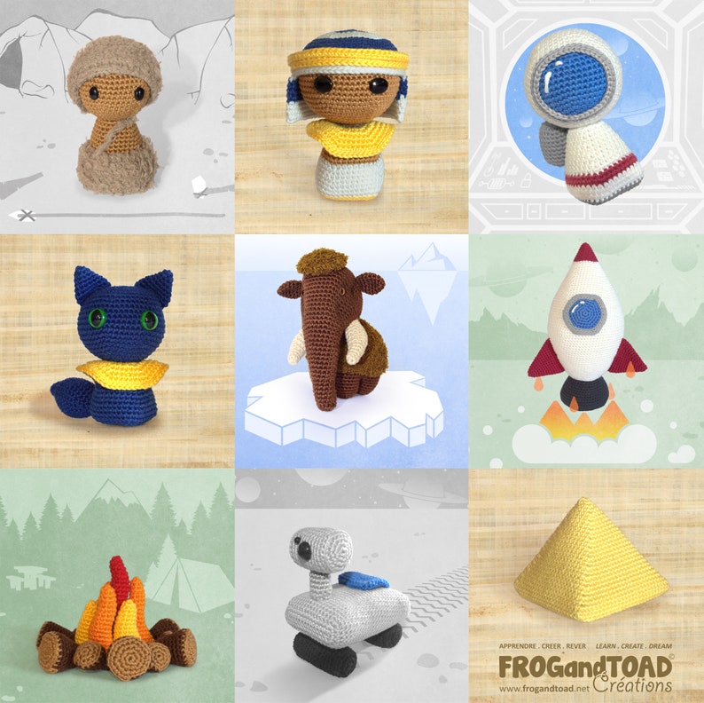 AMIGURUMI Chibi TIME TRAVEL Crochet Set Stone Ice Age - Etsy