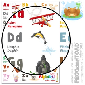 A to Z Bilingual ALPHABET POSTER French English HOMESCHOOL School ...