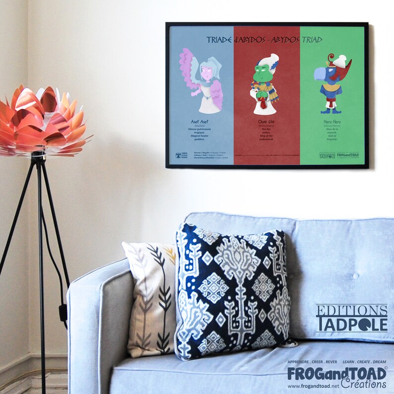 Printable EGYPTIAN MYTHOLOGY ABYDOS Triad Poster Bilingual French ...