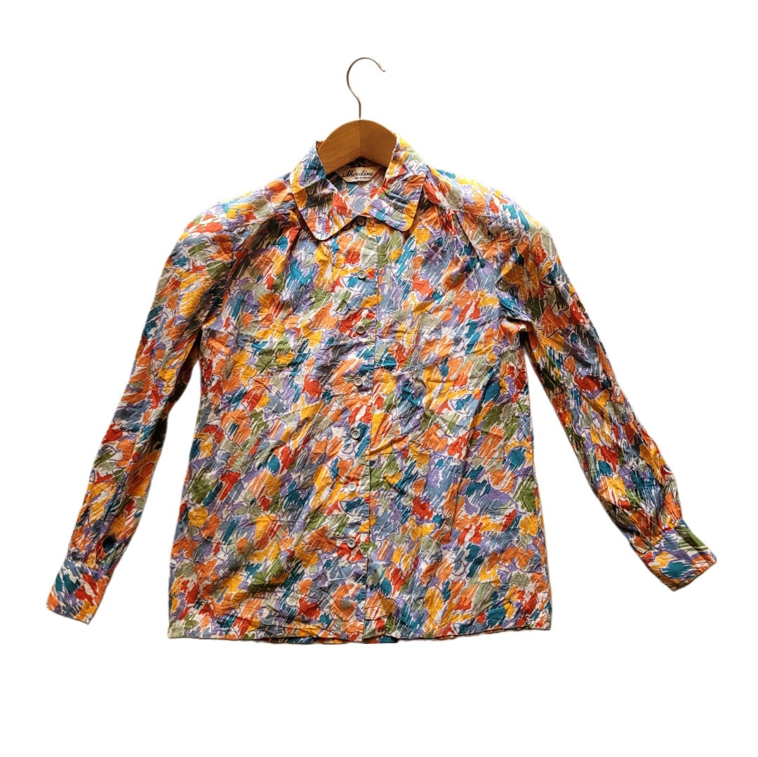 Vintage Japan Blouse ,made in Japanese, Flower Blouse, Flower Shirt ...