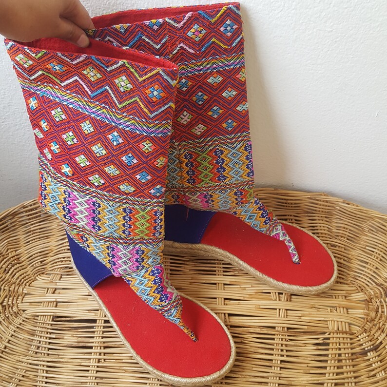 Women's Tribal Vegan Sandals, Hmong Women Shoes, Made in Thailand Size ...