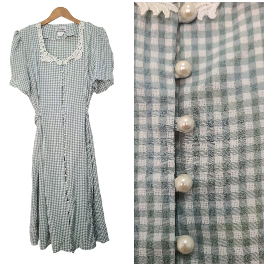 Vintage Lady Donby Dress ,check Dress,pastel Dress,short Sleeve Dress ...