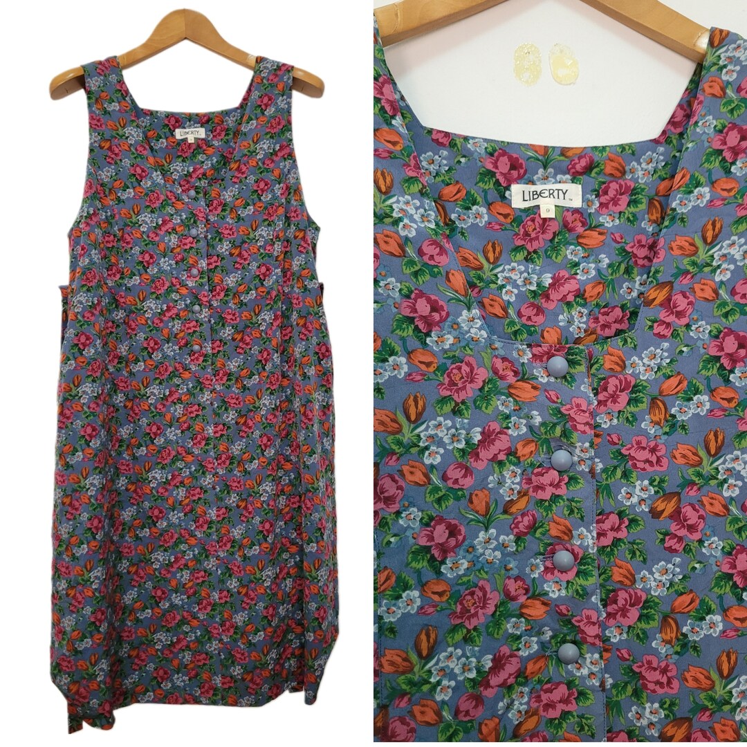 Vintage Liberty Japan Dress, Polyester Dress,floral Dress,size 9 Dress ...